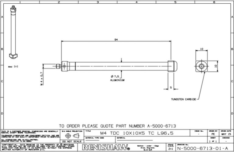 M4 tool datum cube, stainless steel stem, L 53 mm - Quality Precision Tools